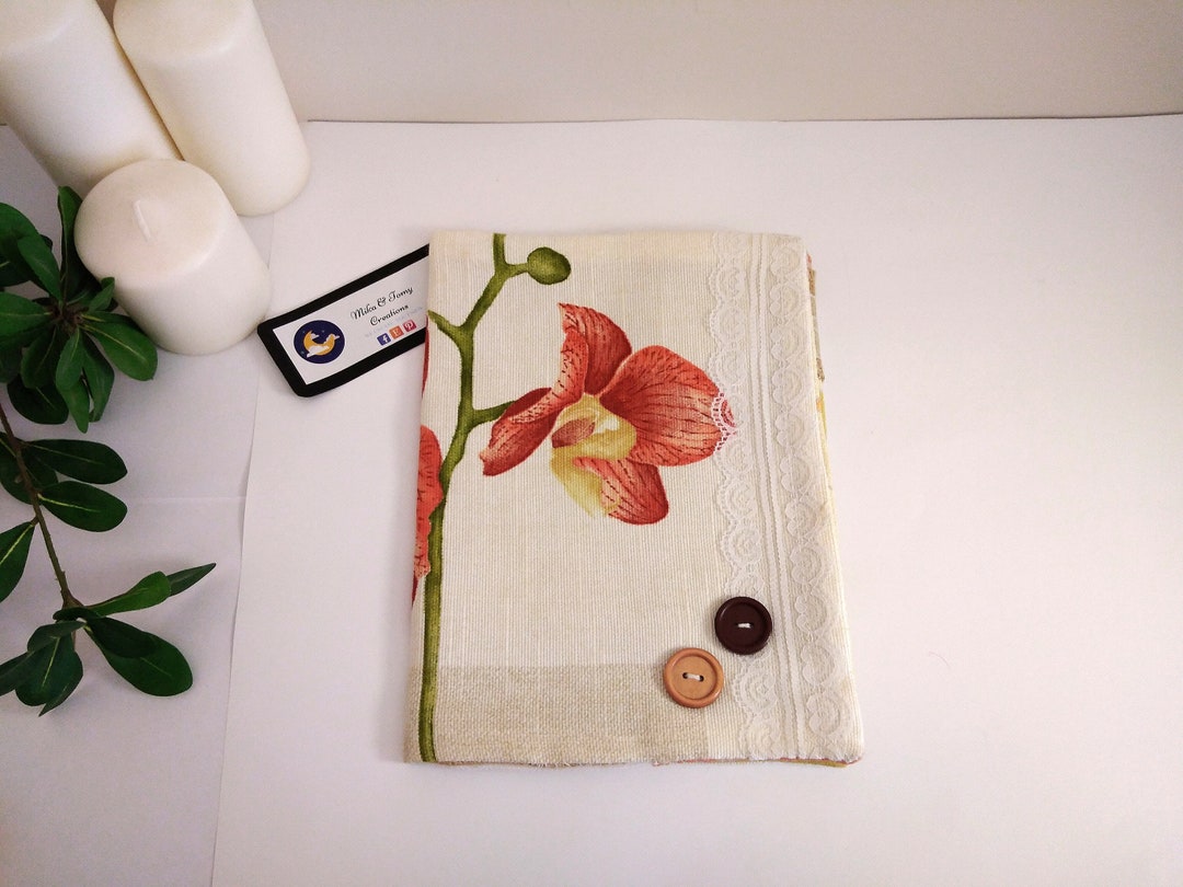 Fabric Book Cover With Red Flower - Etsy