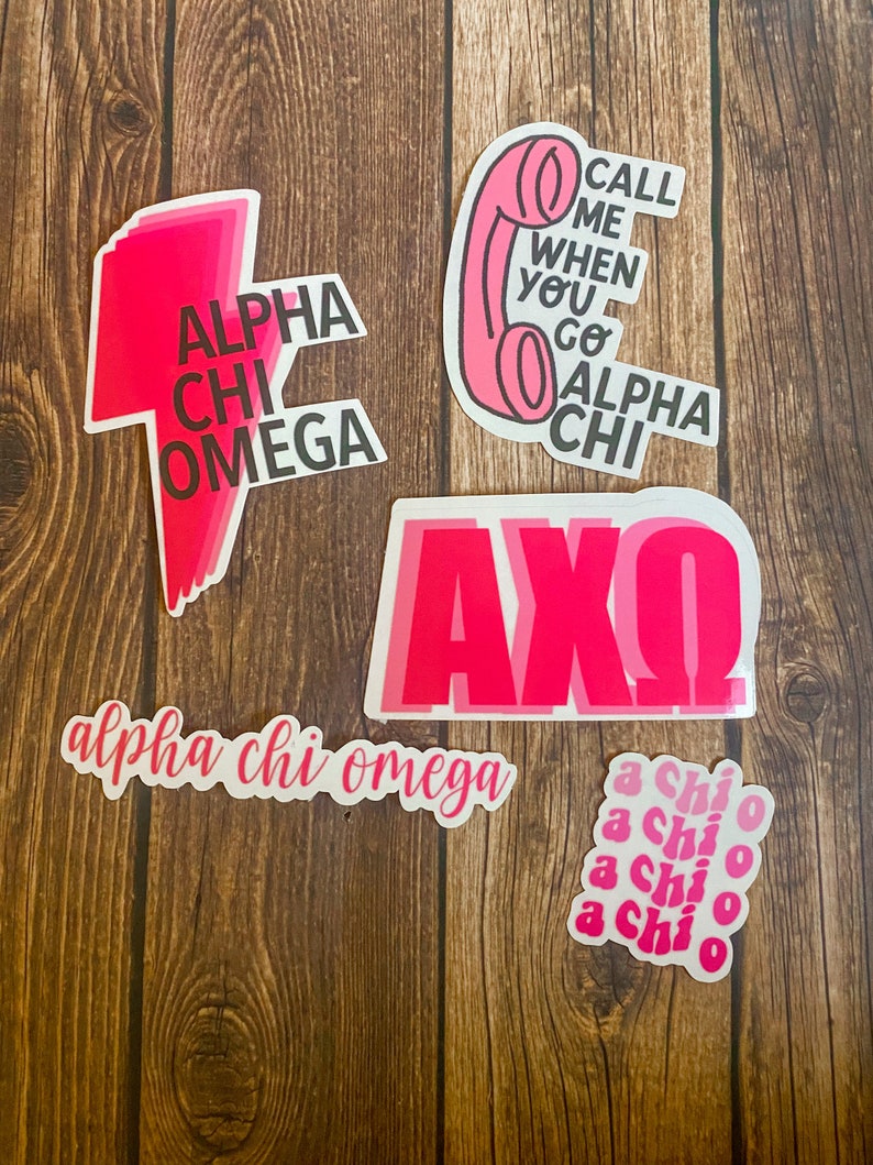 Alpha Chi Omega Pink Sticker Pack Cute Stickers Sorority Trendy Preppy ...