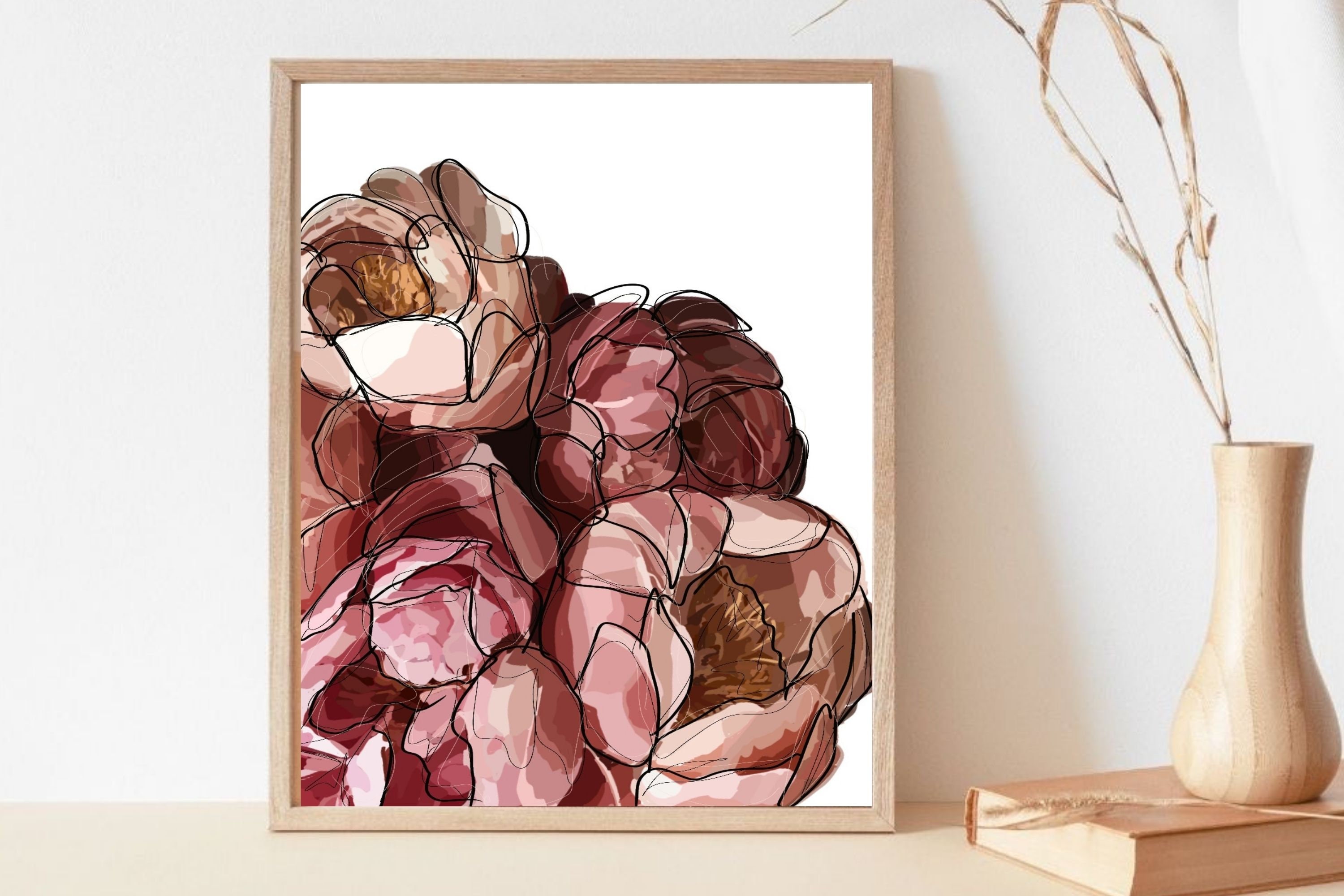 Peony Wall Art Peony Print Abstract Floral Art Flower | Etsy