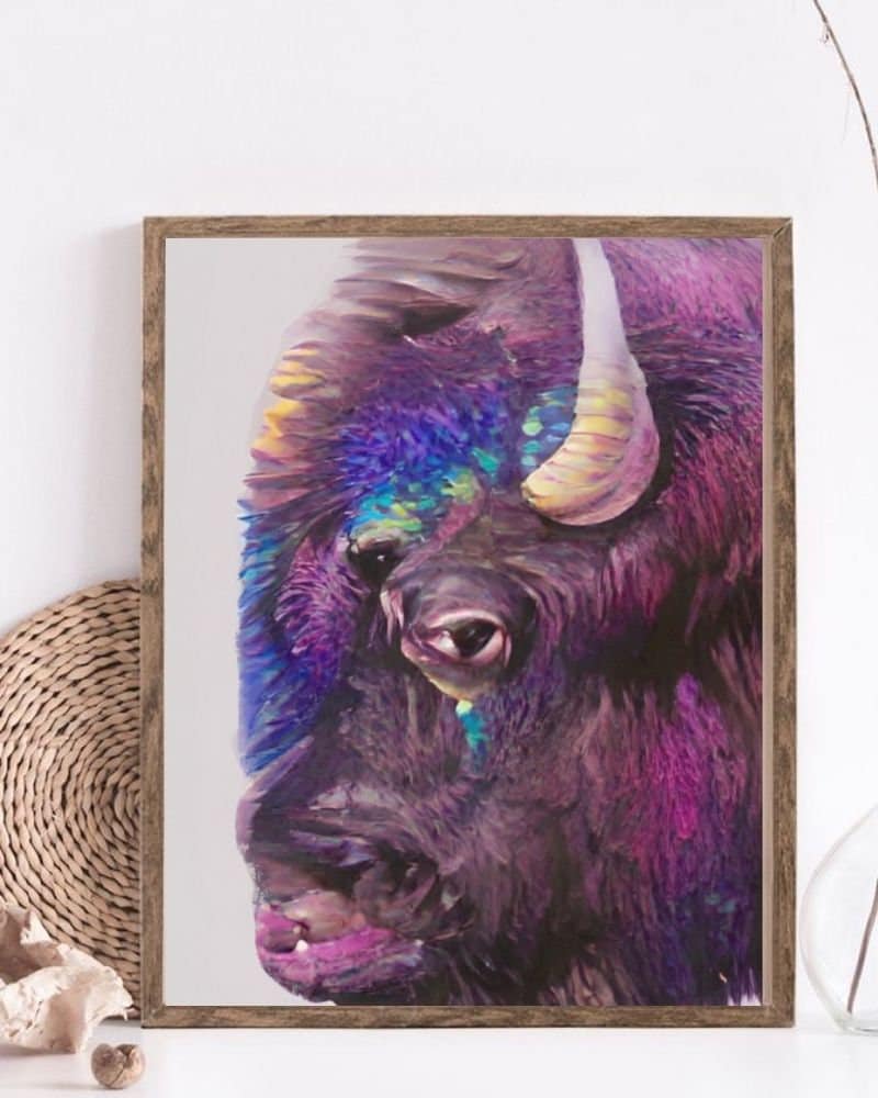 Buffalo Rainbow Digital Art | Buffalo Watercolor | Bison Wall Decor ...