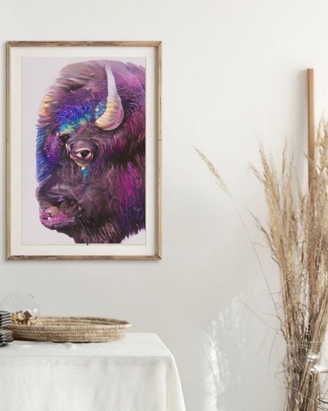 Buffalo Rainbow Digital Art | Buffalo Watercolor | Bison Wall Decor ...
