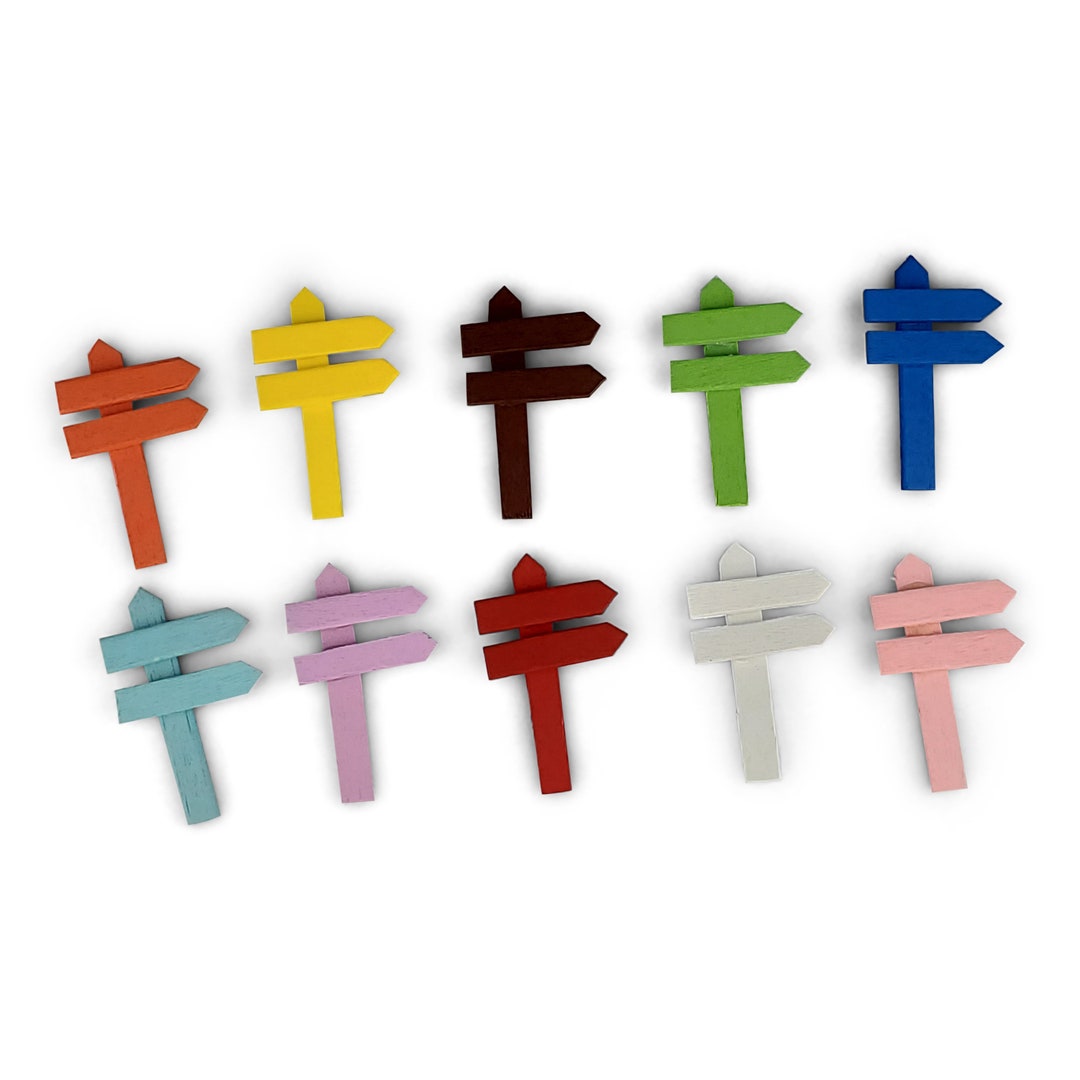 Fairy Garden Wooden Sign Post - 10 Colors - Miniature Signpost - Micro ...