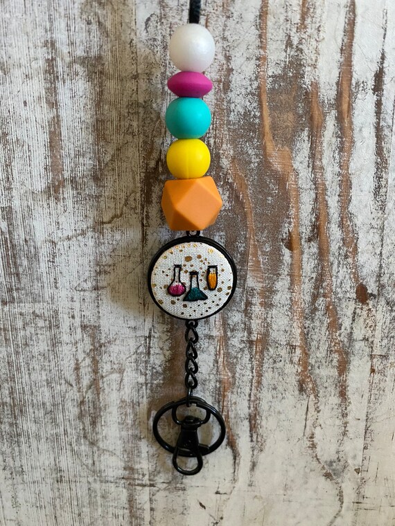 Embroidered Science Beakers Lanyard Science Lanyard - Etsy