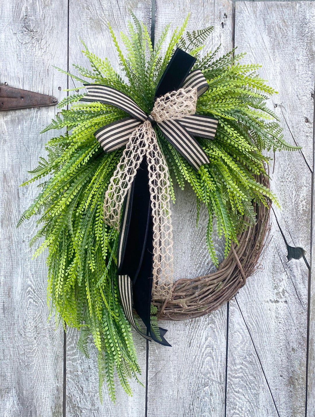 Fern Greenery Grapevine Wreath | Indoor Houseplant-inspired Door Decor ...