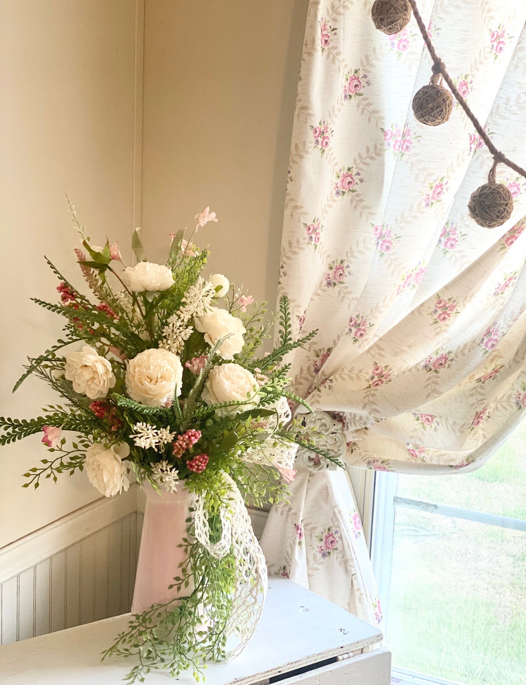 Pink Arrangement, Spring Centerpiece, Pink Pitcher Flowers, Peony ...