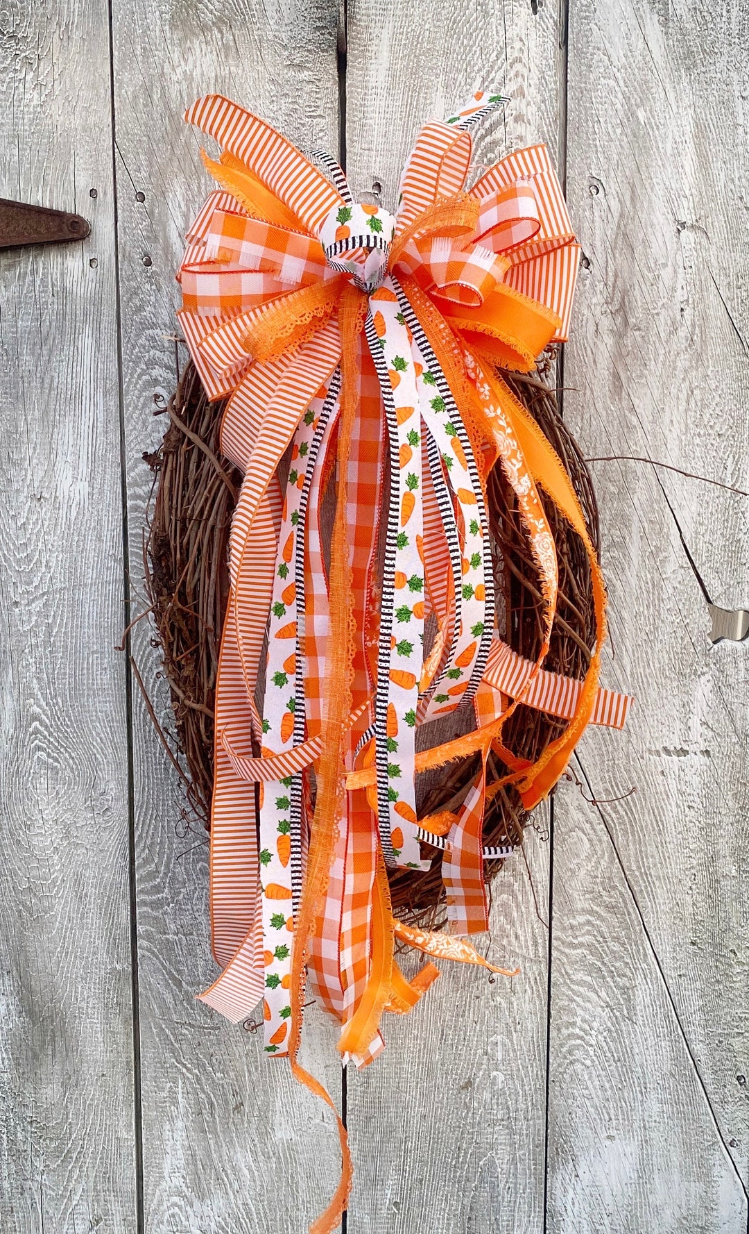 Carrot Bow, Wreath Bow, Lantern Bow, Orange and White Bow, Easter ...