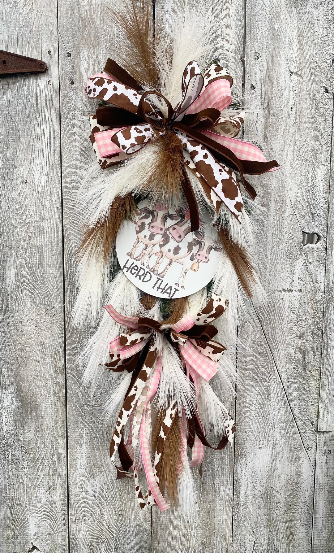 Cow Swag, Cow Teardrop, Cow Wreath, Valentine Swag, Pampas Decor, Year ...