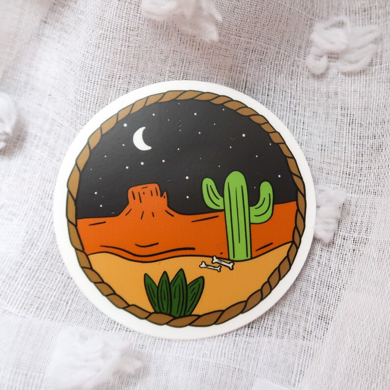 Desert Cactus Vinyl Sticker Featuring Red Rock and Animal - Etsy