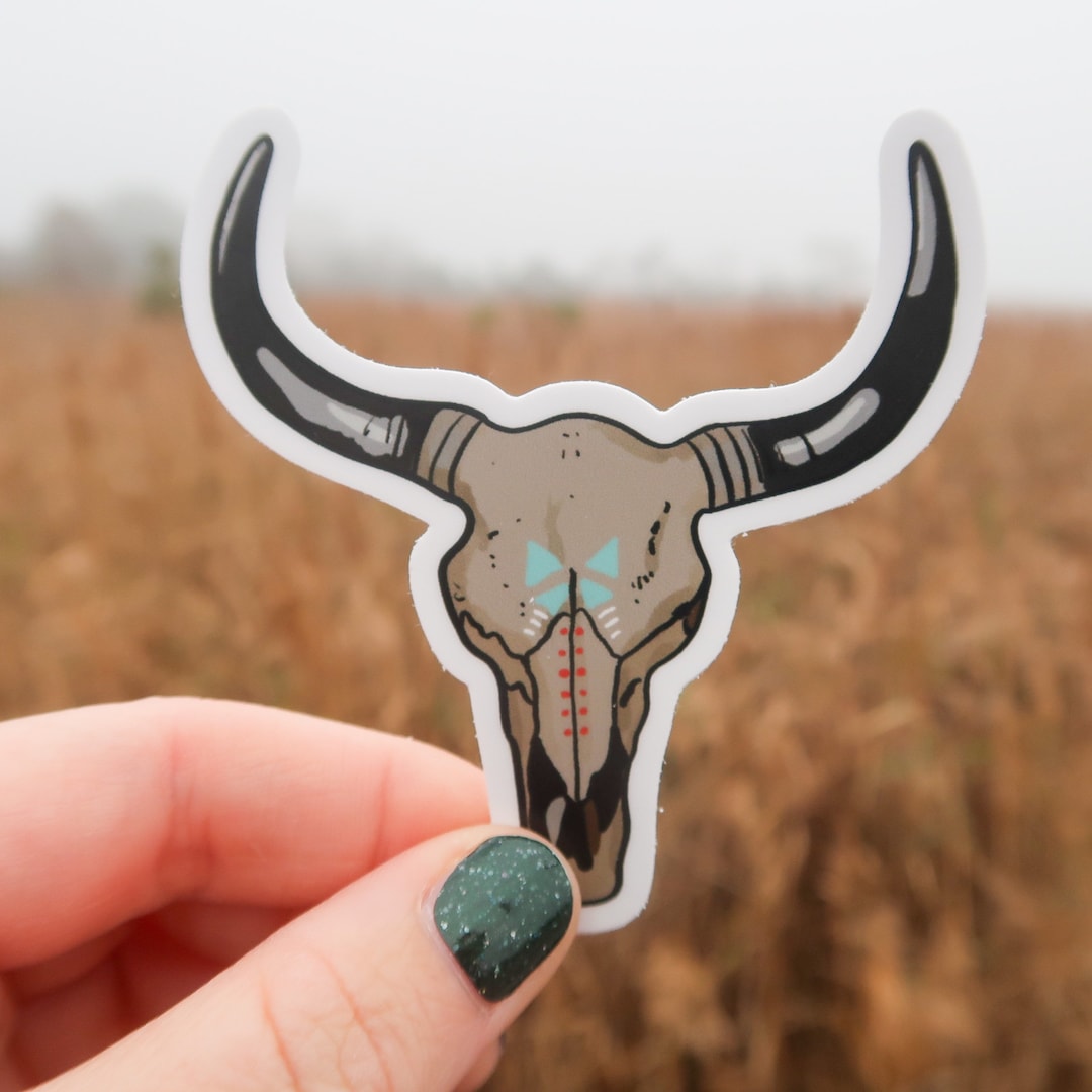 Animal Skull Vinyl Sticker Featuring Longhorn Cow - Etsy