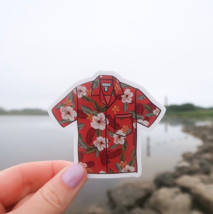 Hawaiian Shirt Vinyl Sticker Perfect for Any Vacation or Beach - Etsy