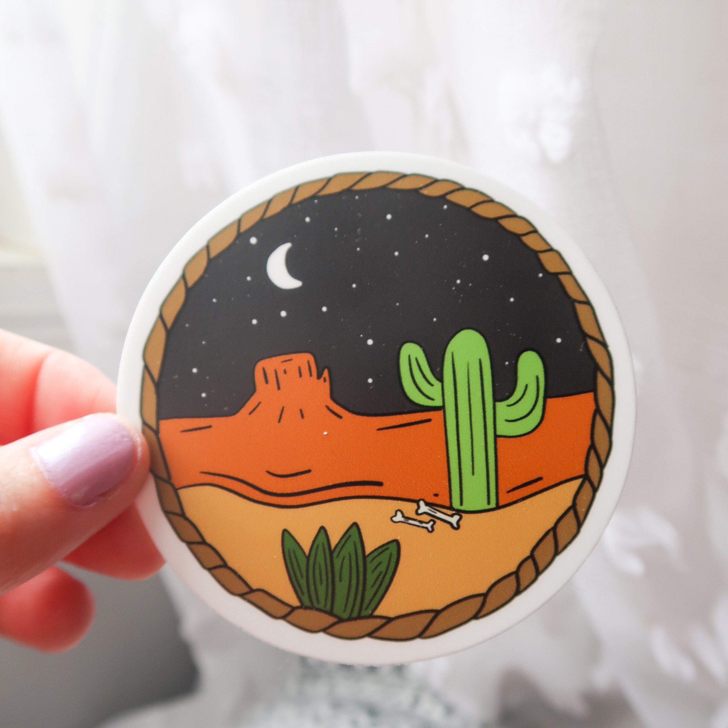 Desert Cactus Vinyl Sticker Featuring Red Rock and Animal Bones - Etsy