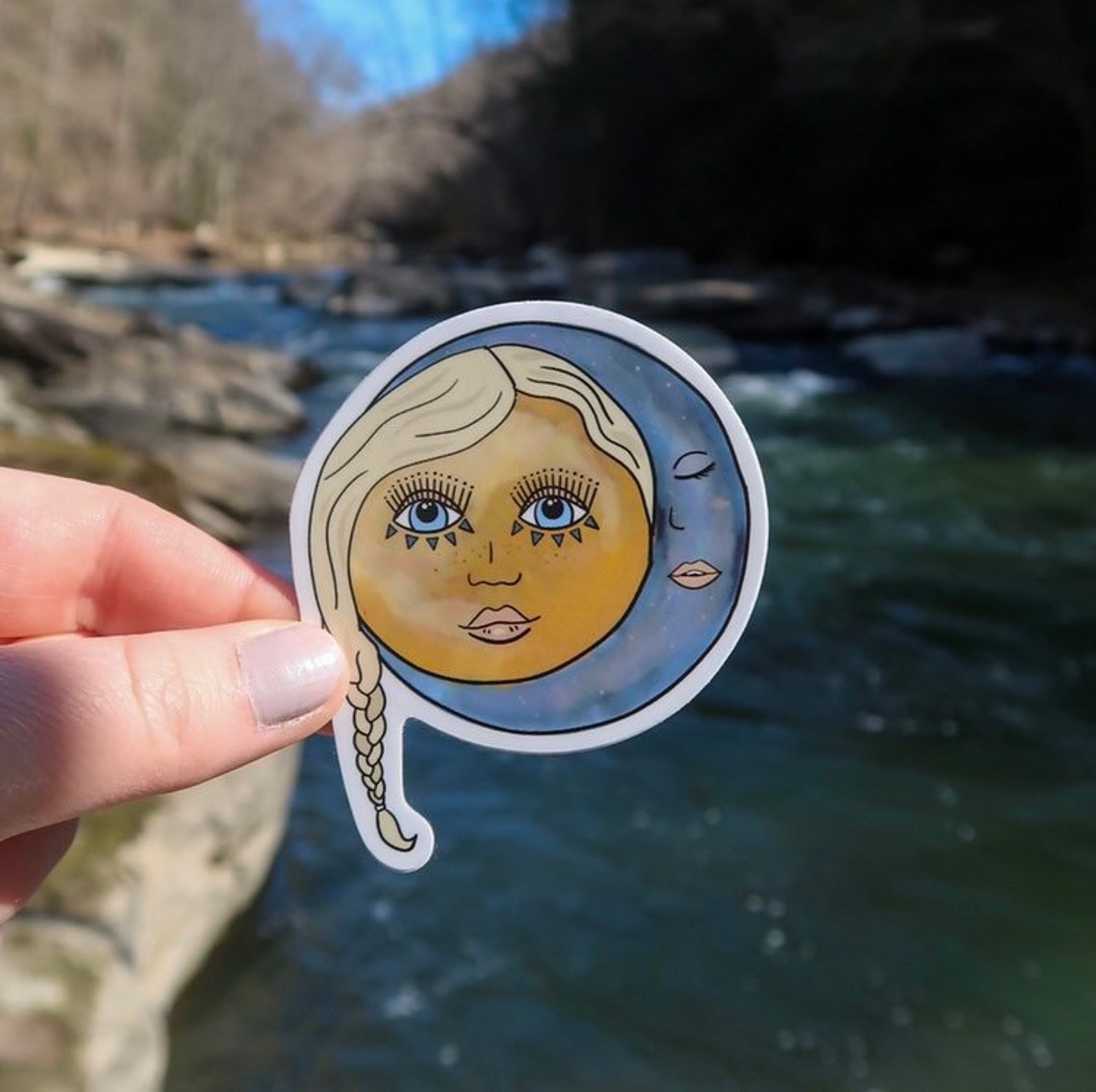 Sun and Moon Hippie Boho Vinyl Sticker Perfect for Any Hippie or ...