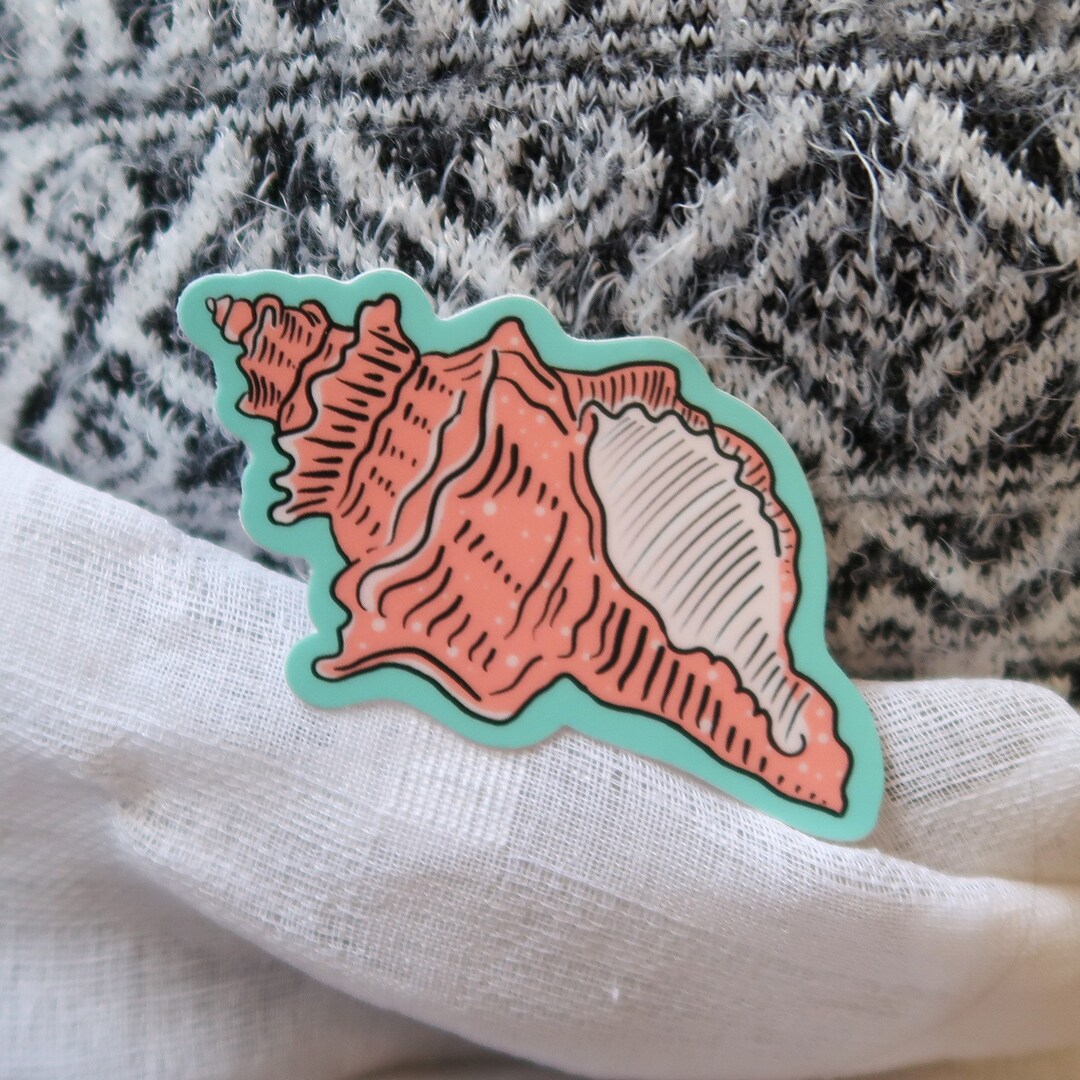 Seashell Vinyl Sticker Featuring a Pink Conch Shell. Perfect for Any ...