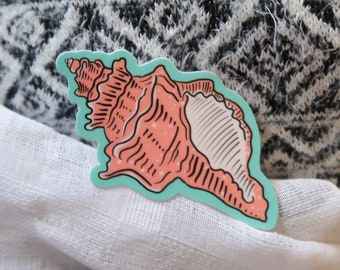 Conch Shell Stickers One Inch Round Seals - Etsy