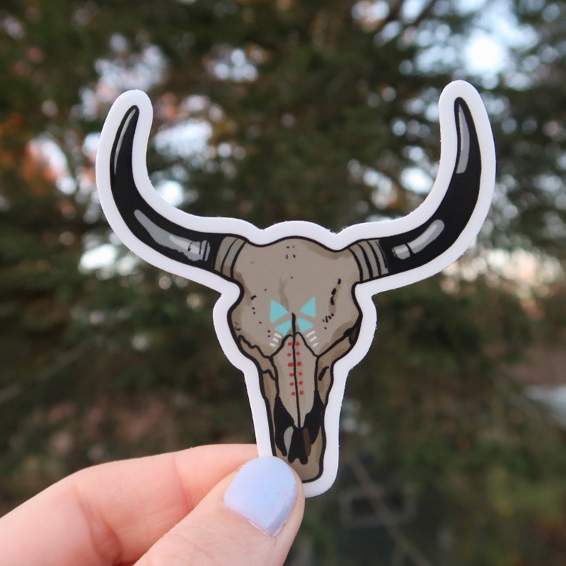 Animal Skull Vinyl Sticker Featuring Longhorn Cow - Etsy