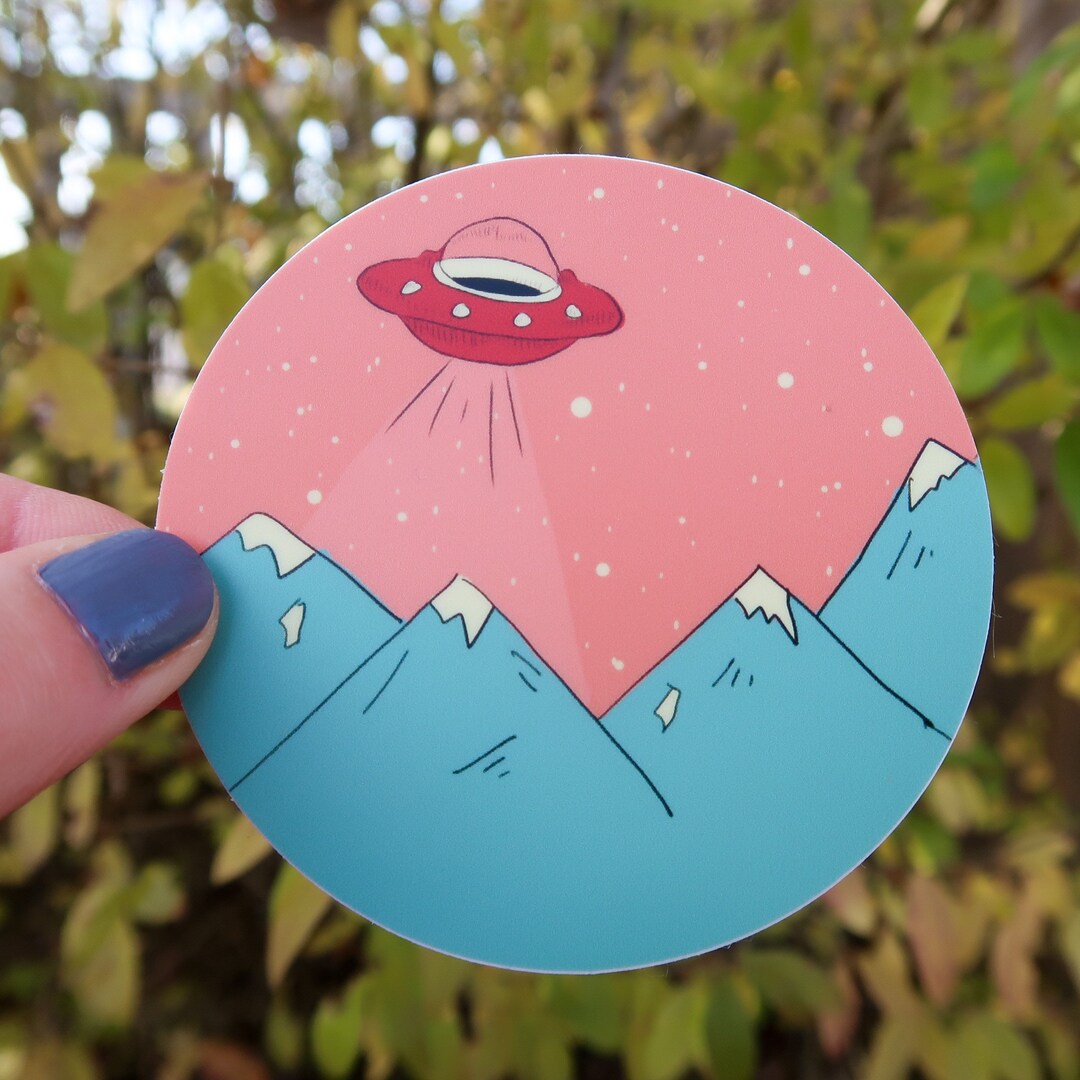 UFO Vinyl Sticker Featuring UFO and Mountains. Perfect for Any Alien ...