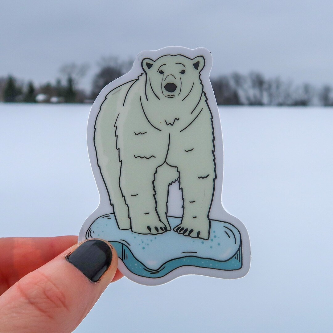 Polar Bear Animal Vinyl Sticker Featuring Arctic Polar Bear Floating on ...