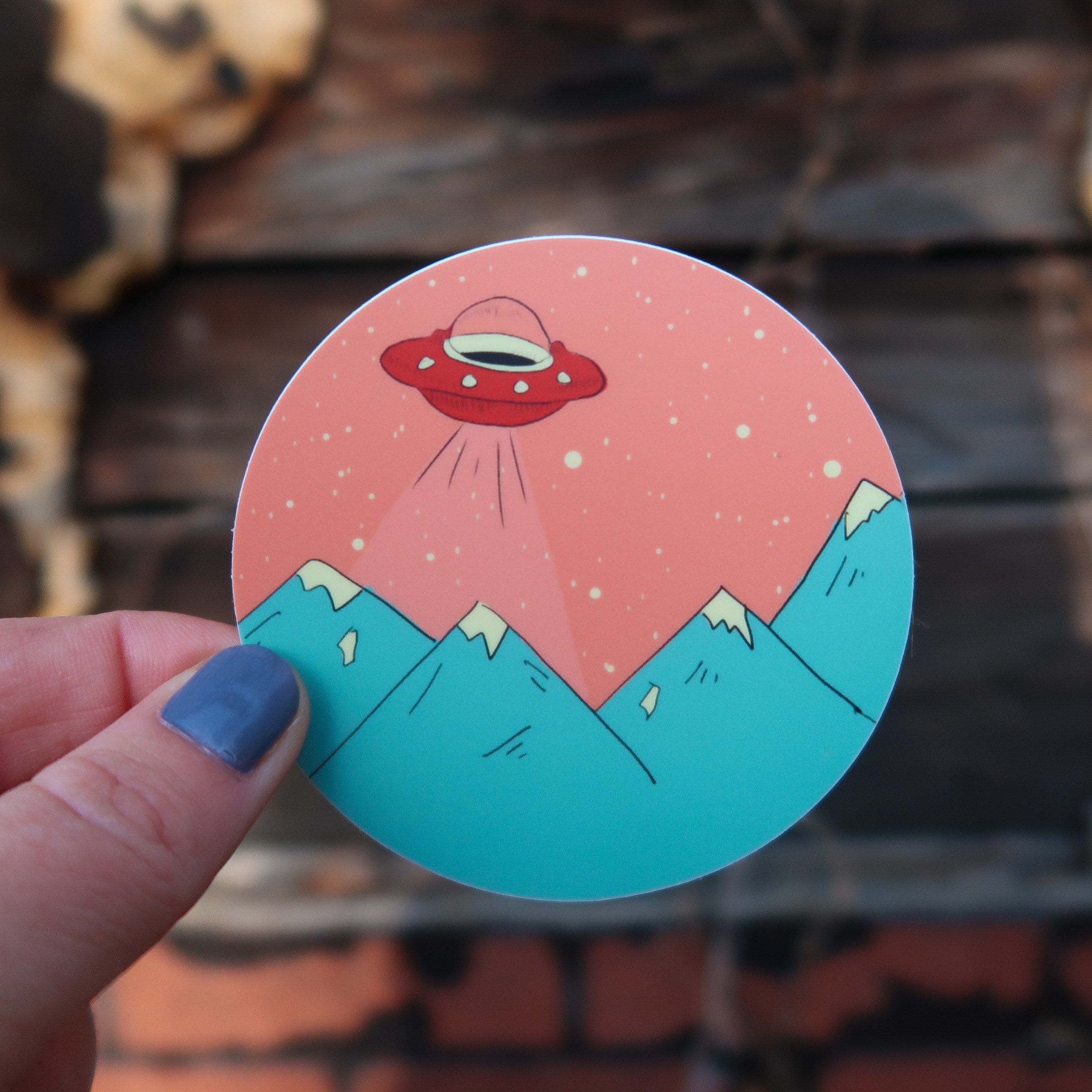 UFO Vinyl Sticker Featuring UFO and Mountains. Perfect for Any Alien ...