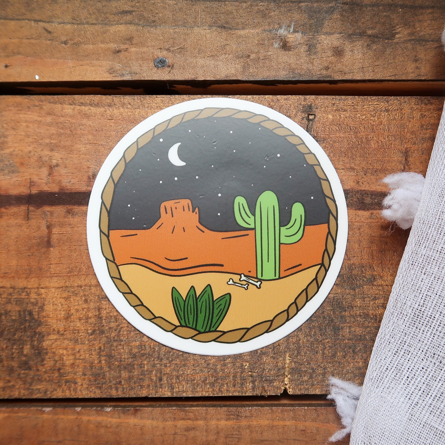 Desert Cactus Vinyl Sticker Featuring Red Rock and Animal - Etsy