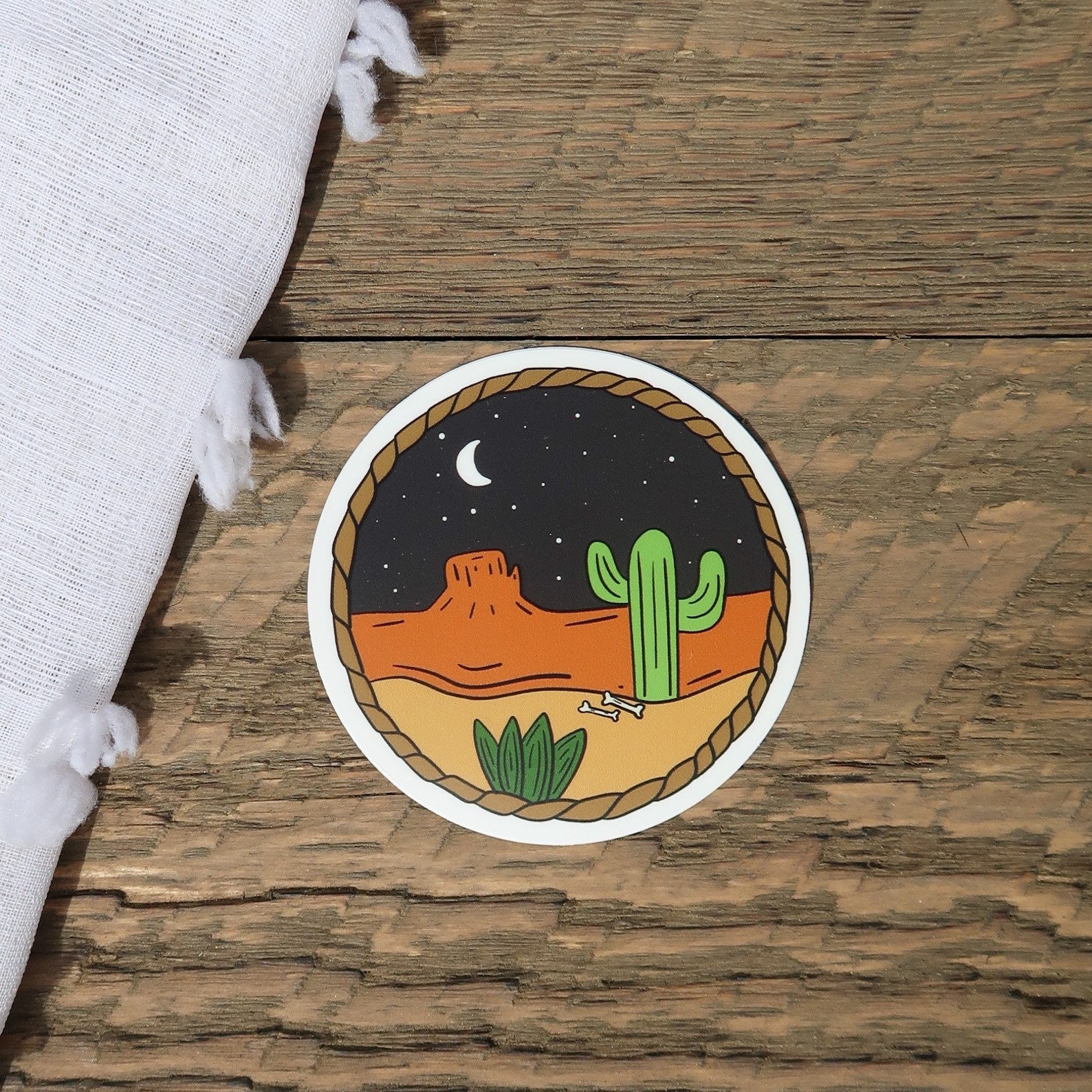 Desert Cactus Vinyl Sticker Featuring Red Rock and Animal Bones - Etsy