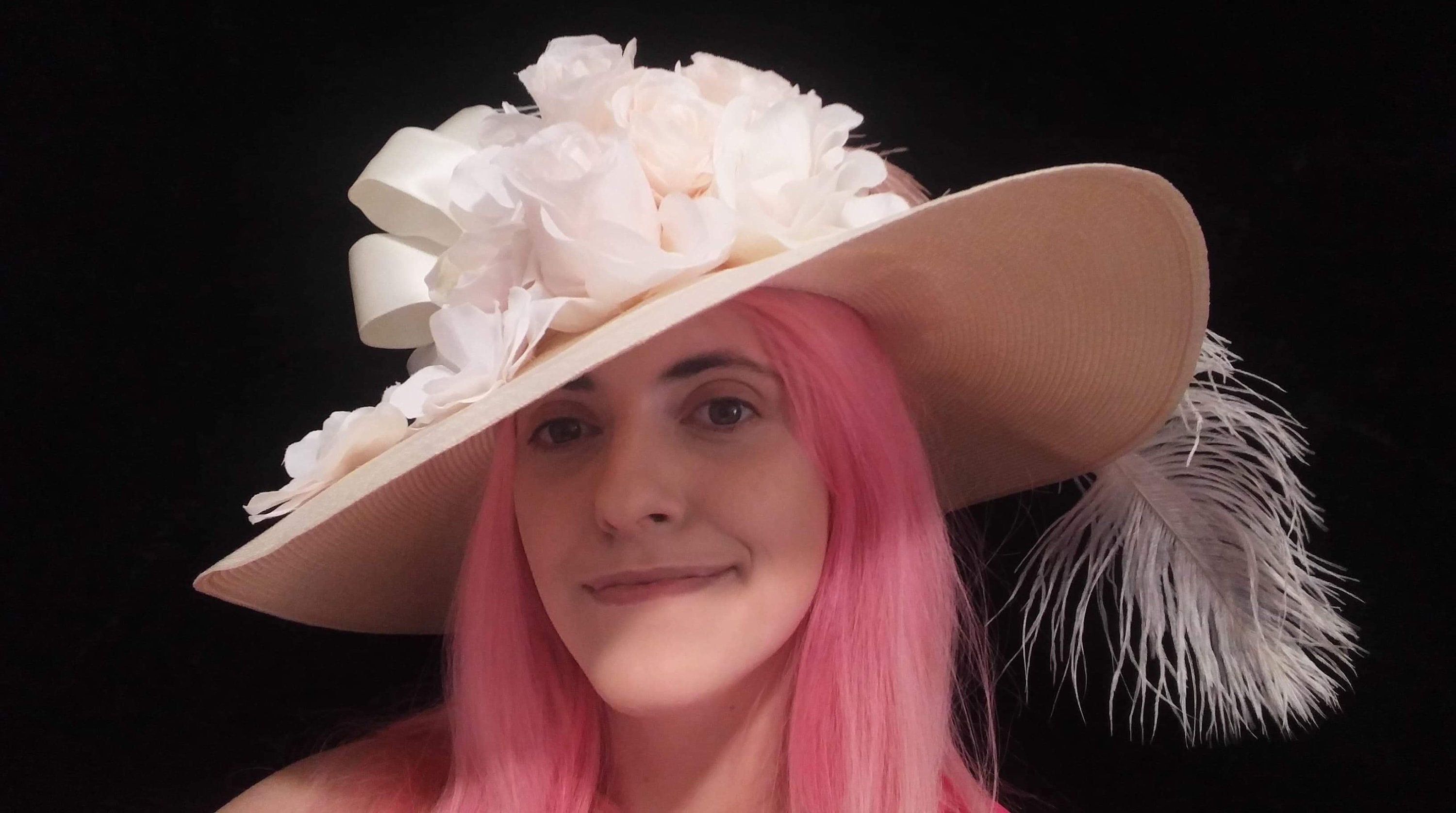 White and Pink Tea Party Hat, Fancy Kentucky Derby Hat, Wedding Guest ...