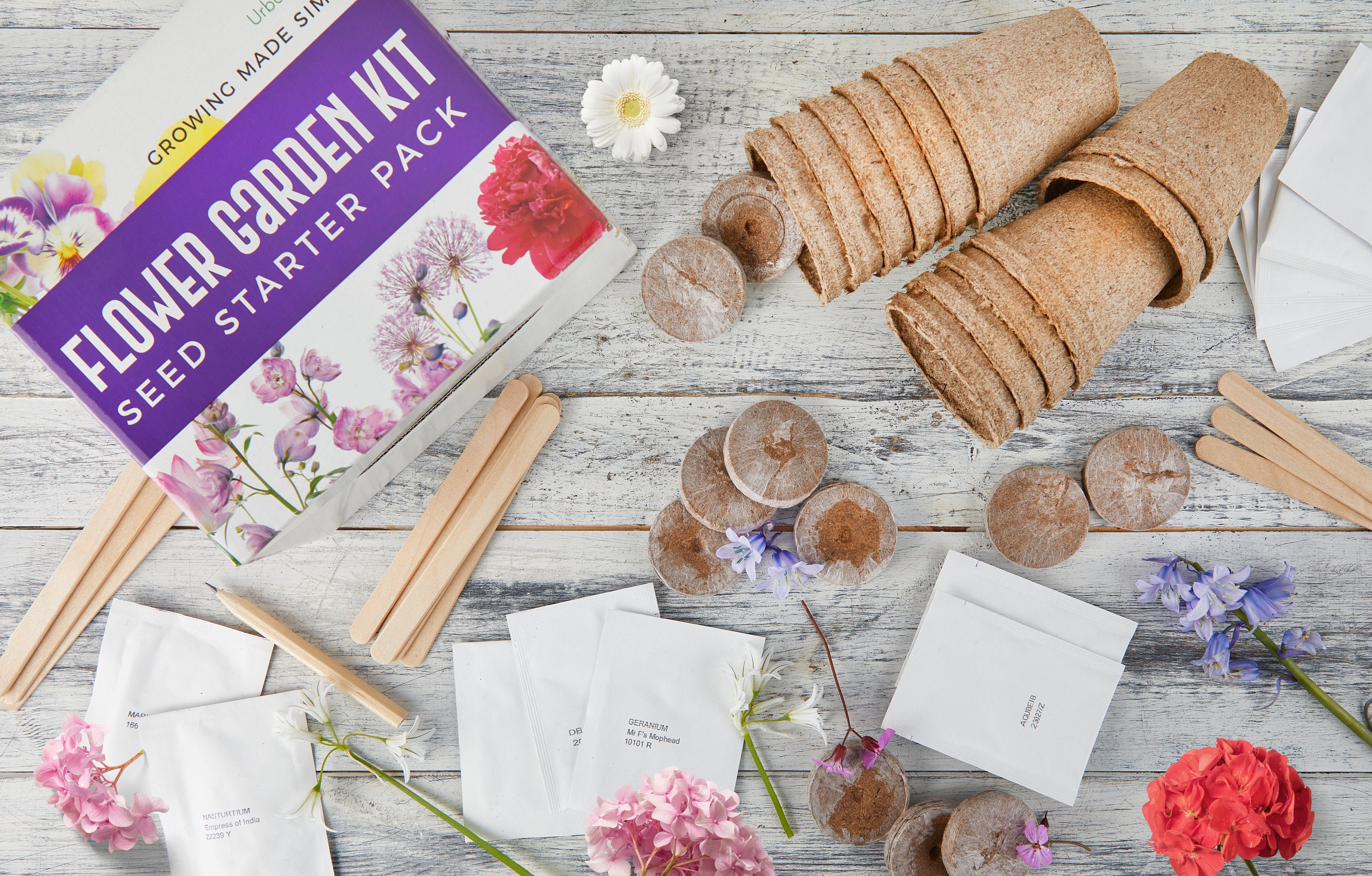 Cottage Flower Garden Starter Kit – 12 Seed Varieties, Pots & Soil ...