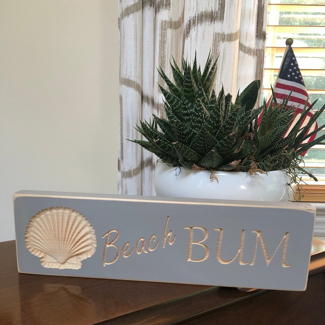 Engraved Wooden Beach Bum Sign - Etsy