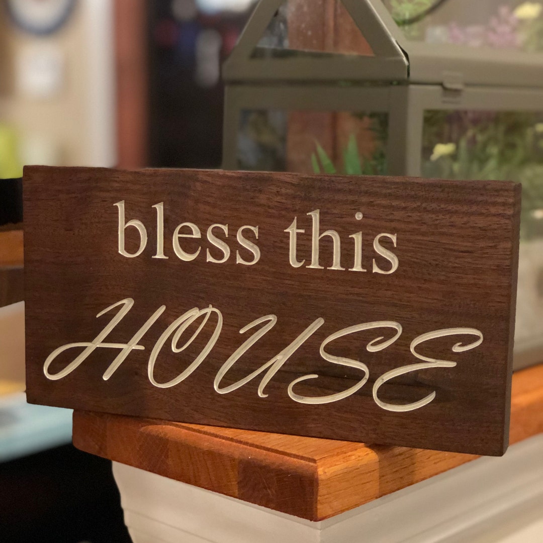 Bless This House Engraved Wooden Sign - Etsy