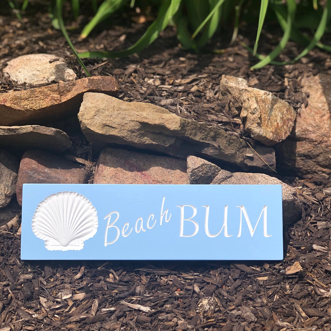 Engraved Wooden Beach Bum Sign - Etsy