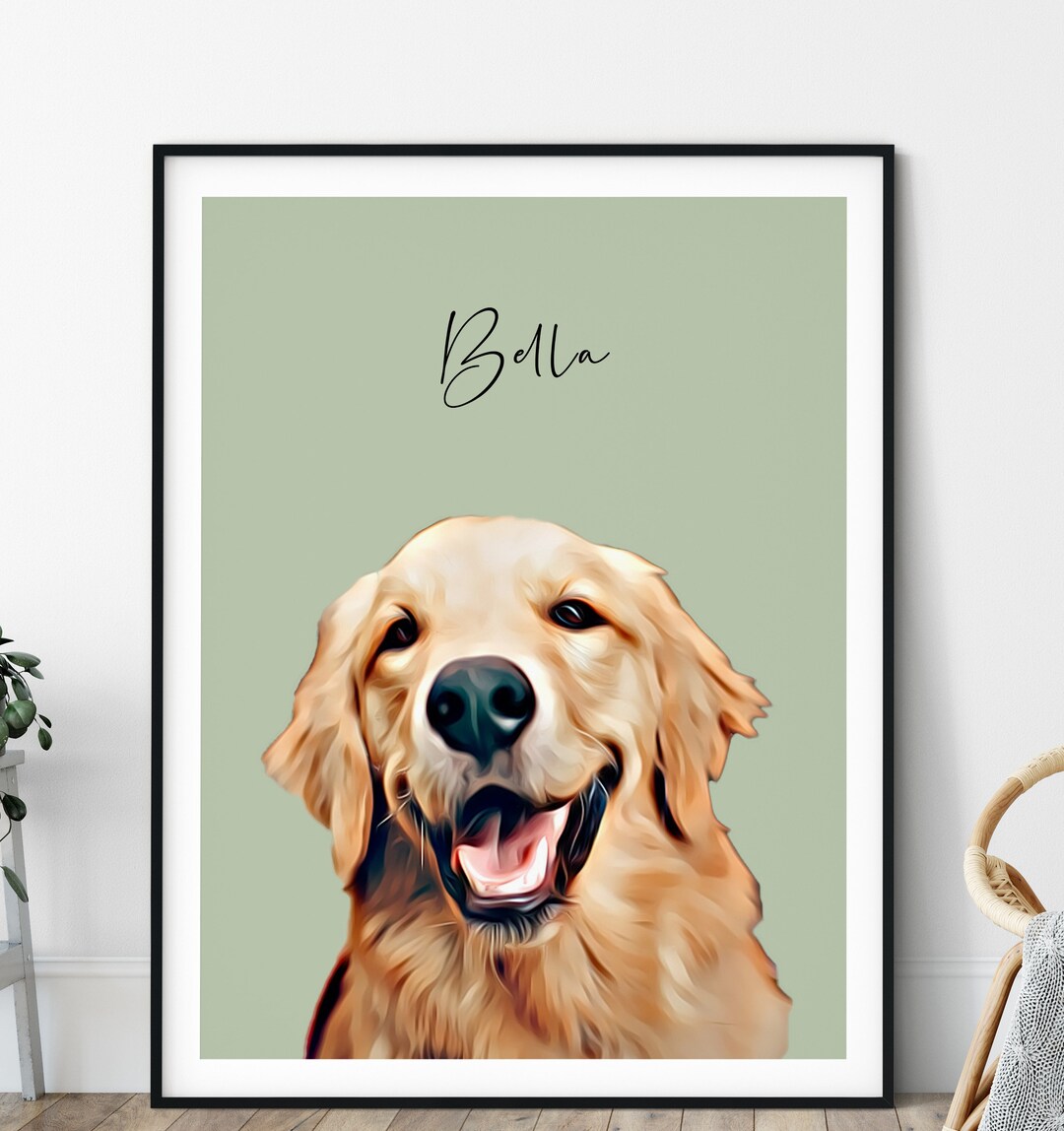 Custom Pet Portrait, Framed Dog Portrait, Digital Dog Art, Custom Dog ...