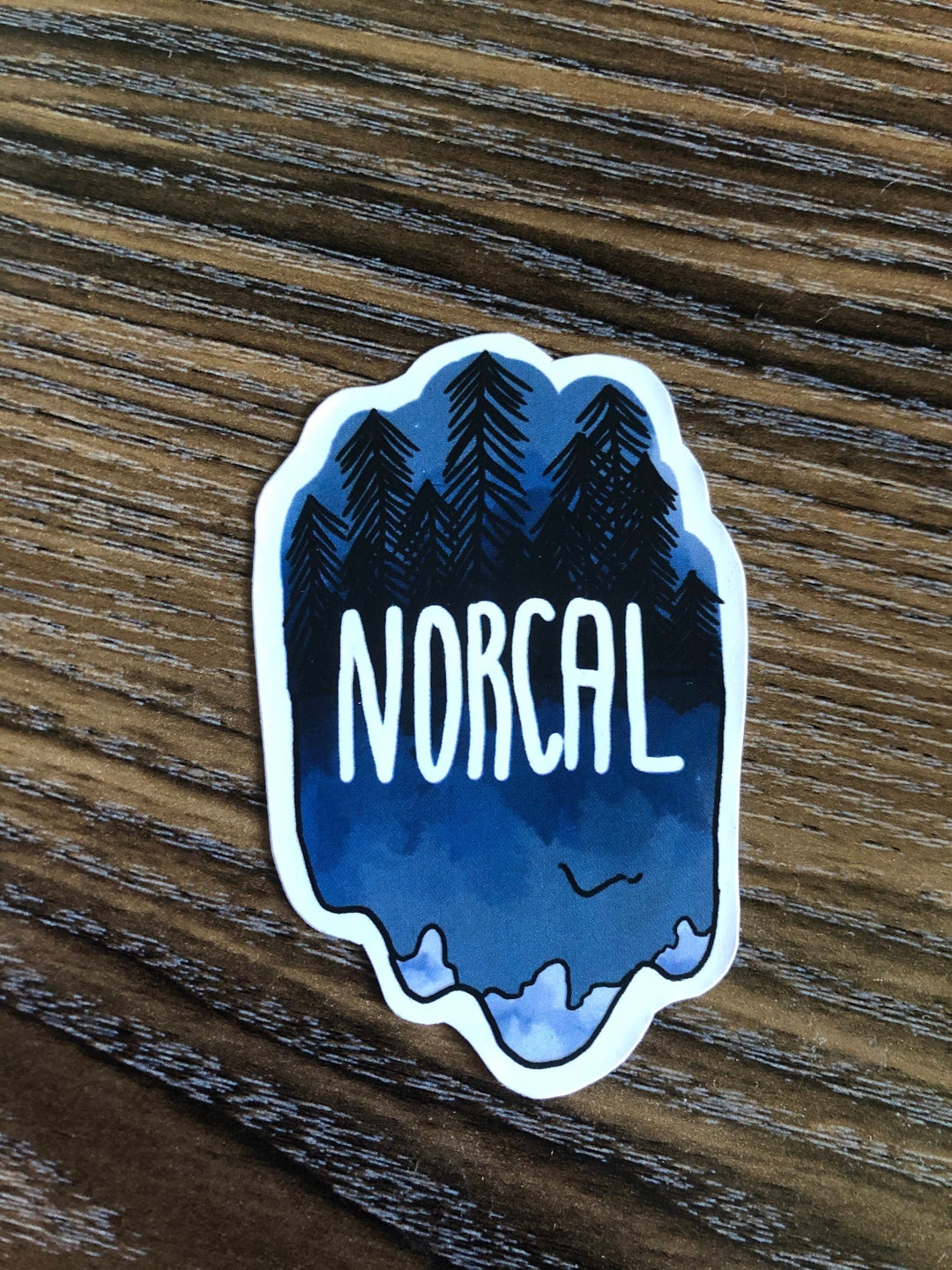 Norcal Sticker- Blue Mountain and Tree Landscape, Snowy Peaks ...