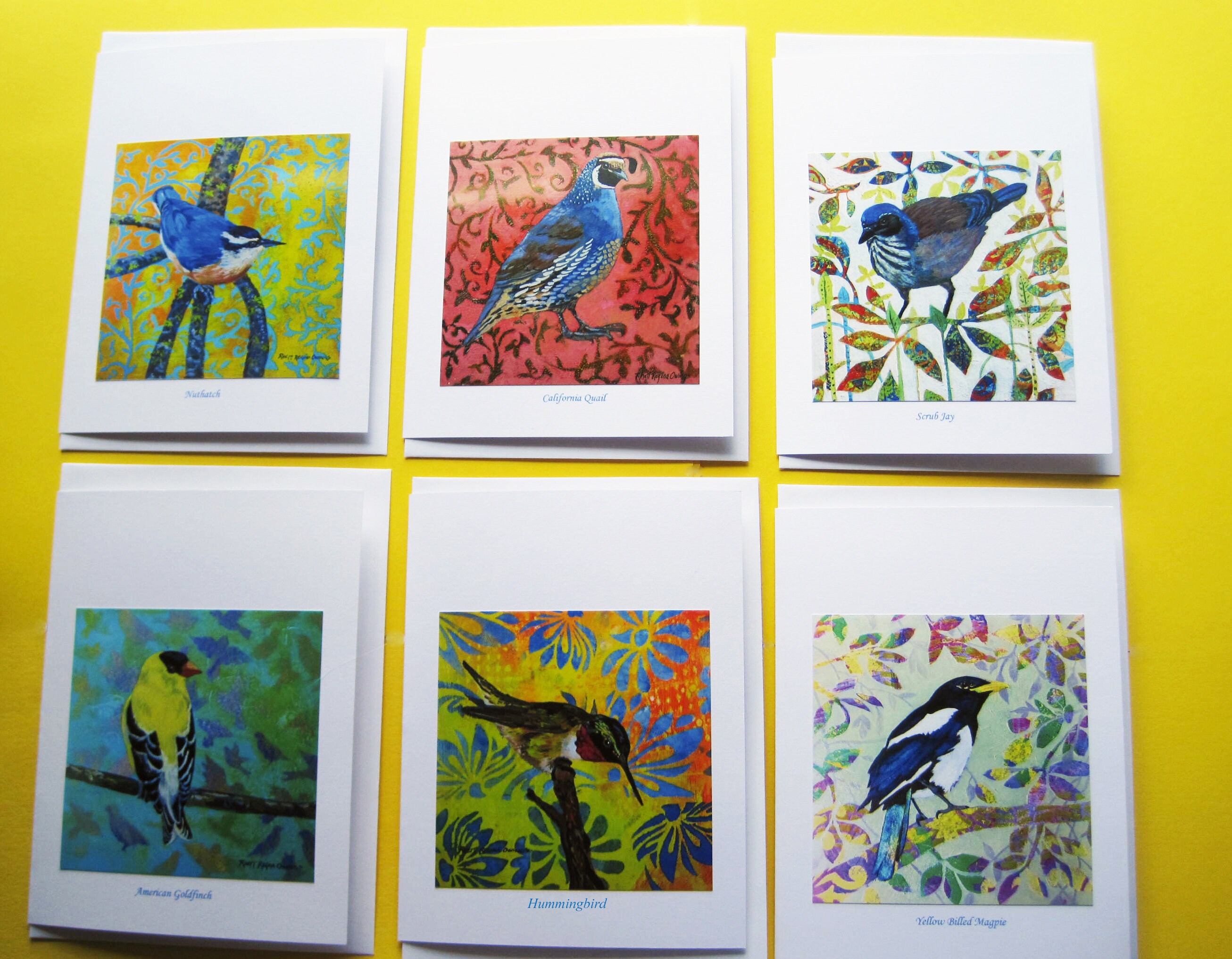 BIRDS 6 Note Card Set From Original Paintings by Rhett R. - Etsy