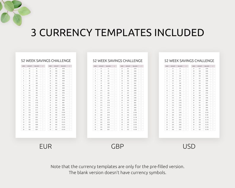 52 Week Savings Challenge Printable Savings Challenge Savings Tracker ...