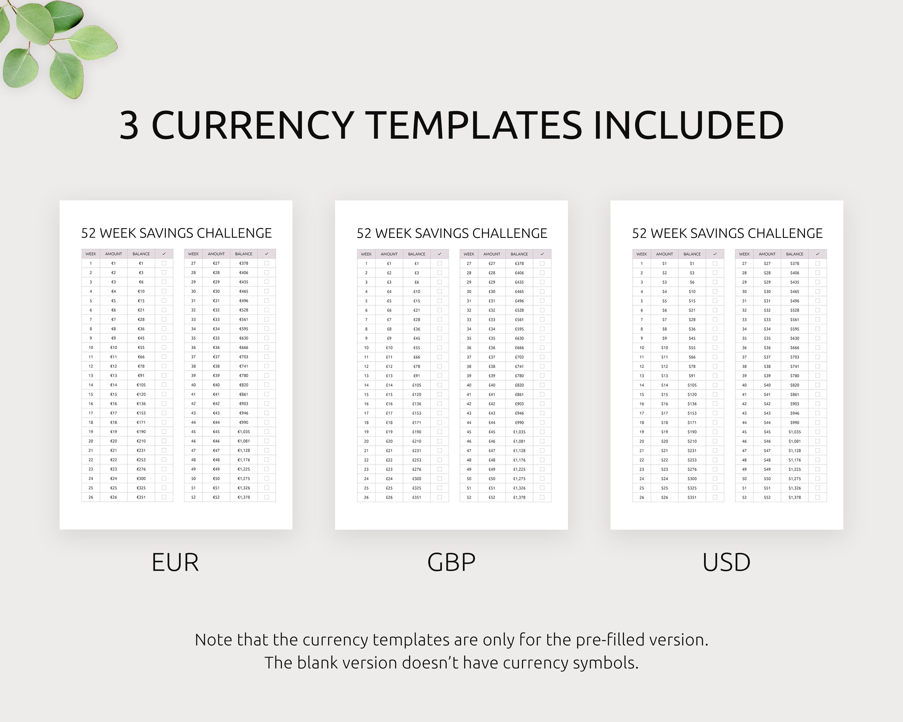 52 Week Savings Challenge Printable Savings Challenge Savings Tracker ...