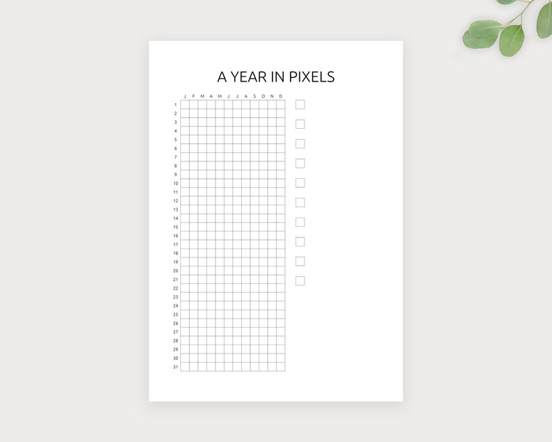 A Year in Pixels Printable Yearly Mood Tracker Year in Pixels Template ...