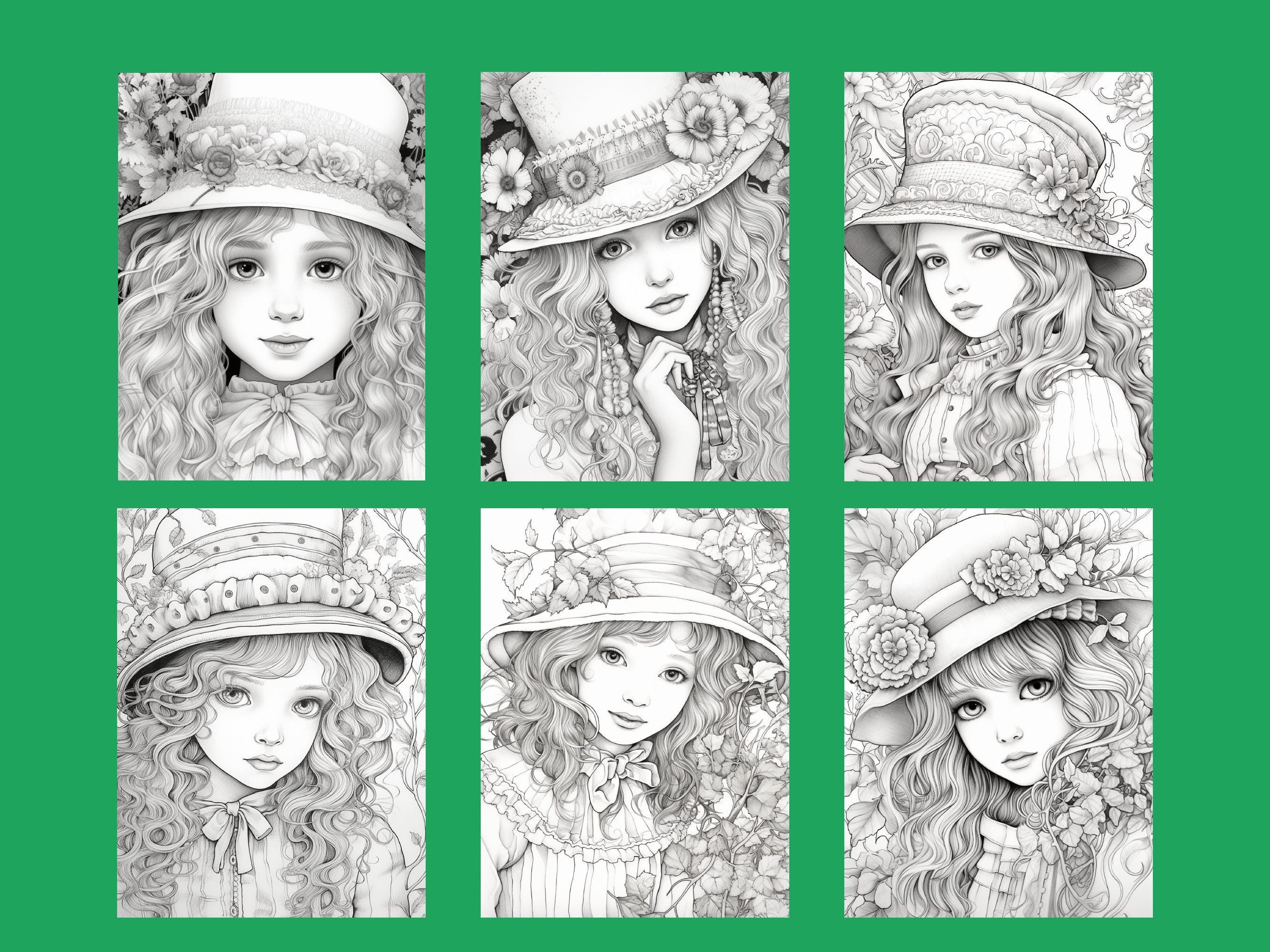 25 Holly Hobbies, Grayscale Portraits Coloring Book - Adults Kids ...