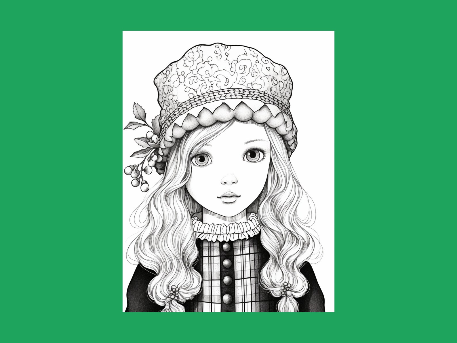 25 Holly Hobbies, Grayscale Portraits Coloring Book - Adults Kids ...