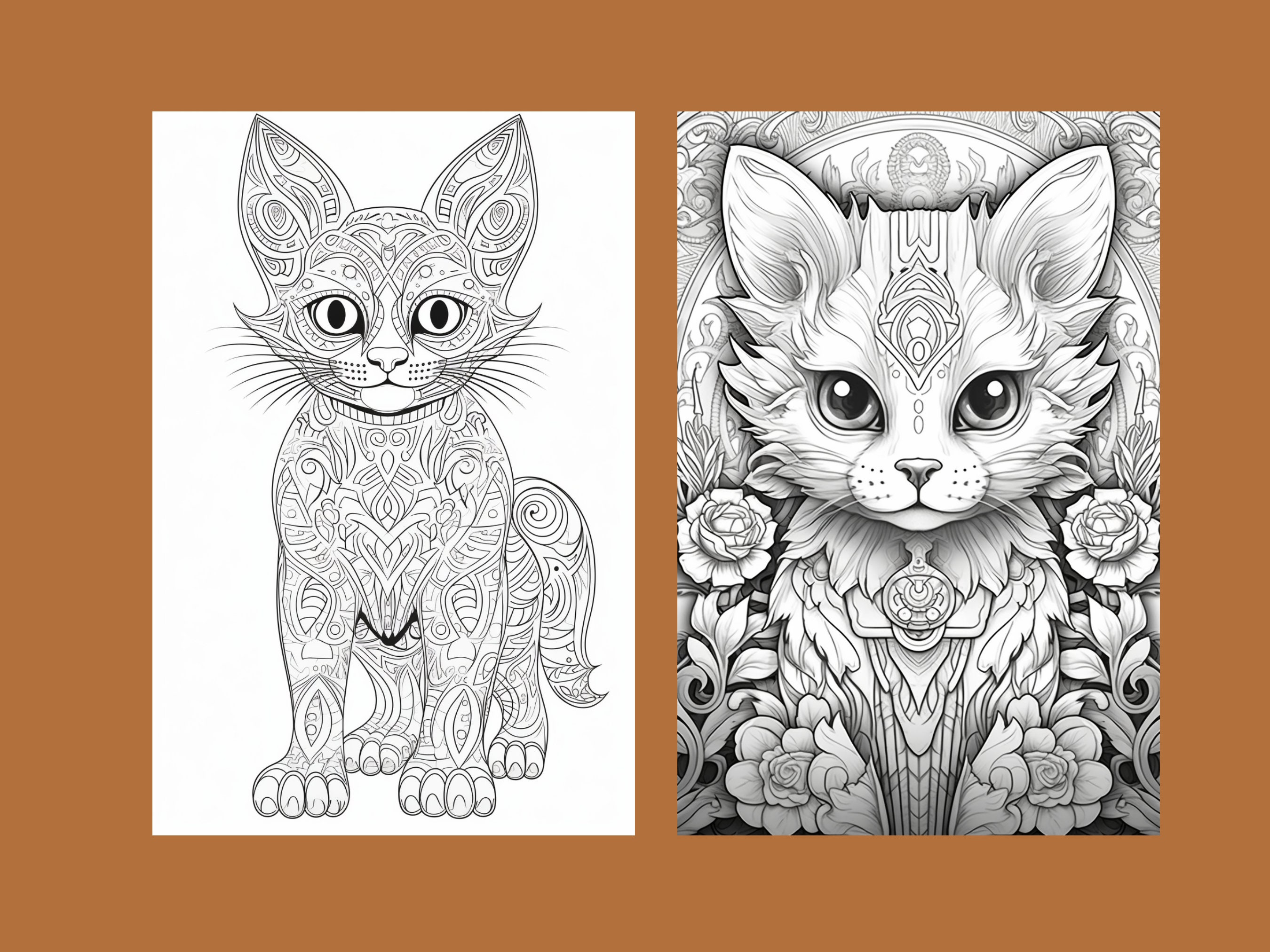 100 Mexican Alebrijes Cats Grayscale Coloring Book - Adults Coloring ...