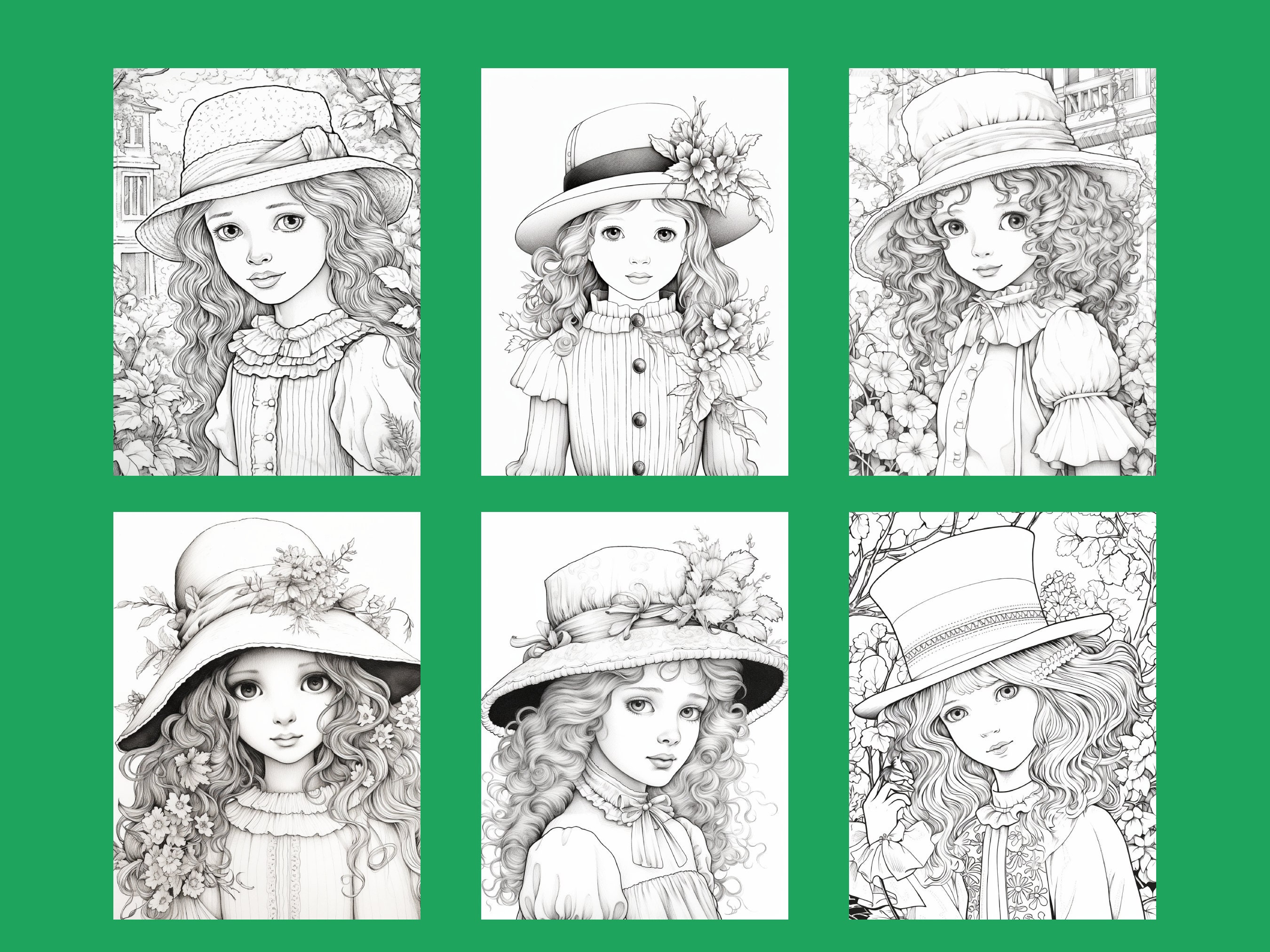25 Holly Hobbies, Grayscale Portraits Coloring Book - Adults Kids ...