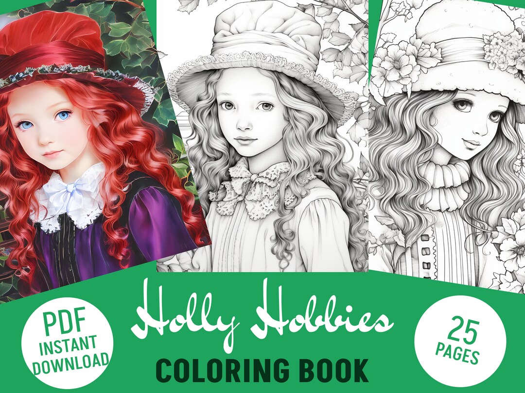 25 Holly Hobbies, Grayscale Portraits Coloring Book - Adults Kids ...