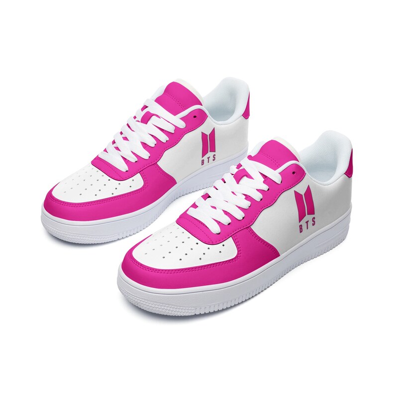 BTS Unisex Low Top Leather Sneakers Pink BTS Shoes - Etsy
