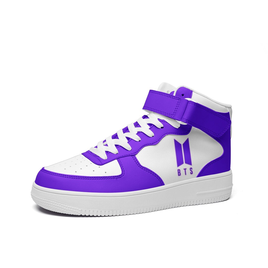 BTS Logo High Top Leather Sneakers - Purple - Etsy