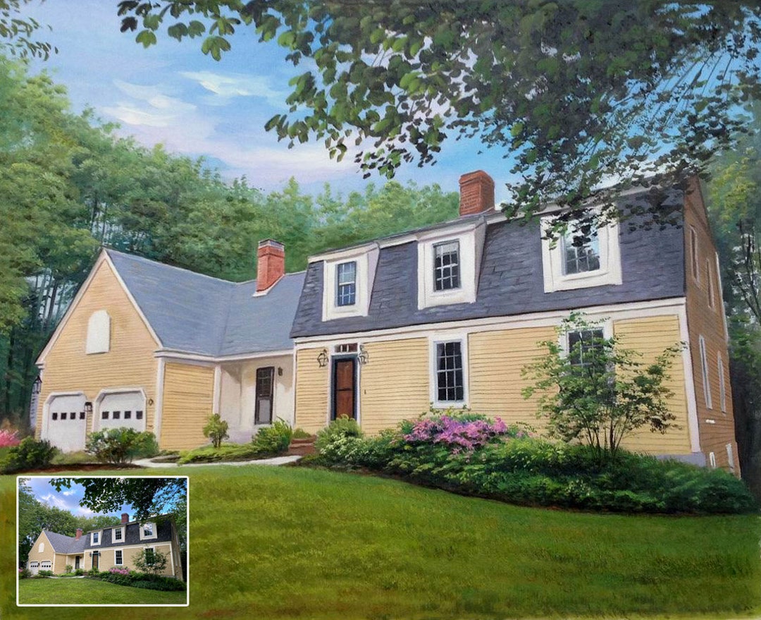 Custom House Painting, Hand Painted House Oil Painting, Personalized ...