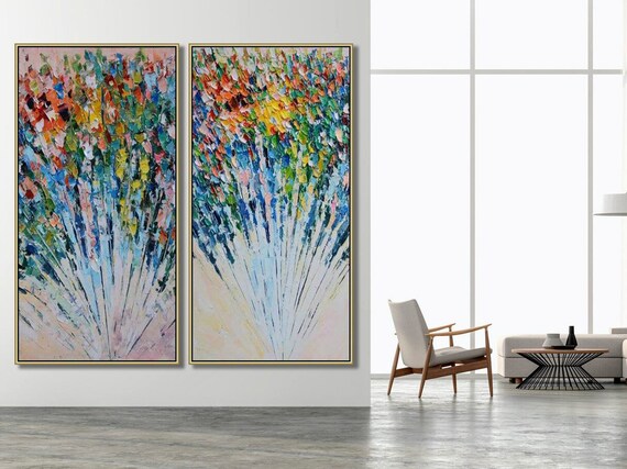 Original Extra Large Painting Set of 2 Abstract Painting - Etsy