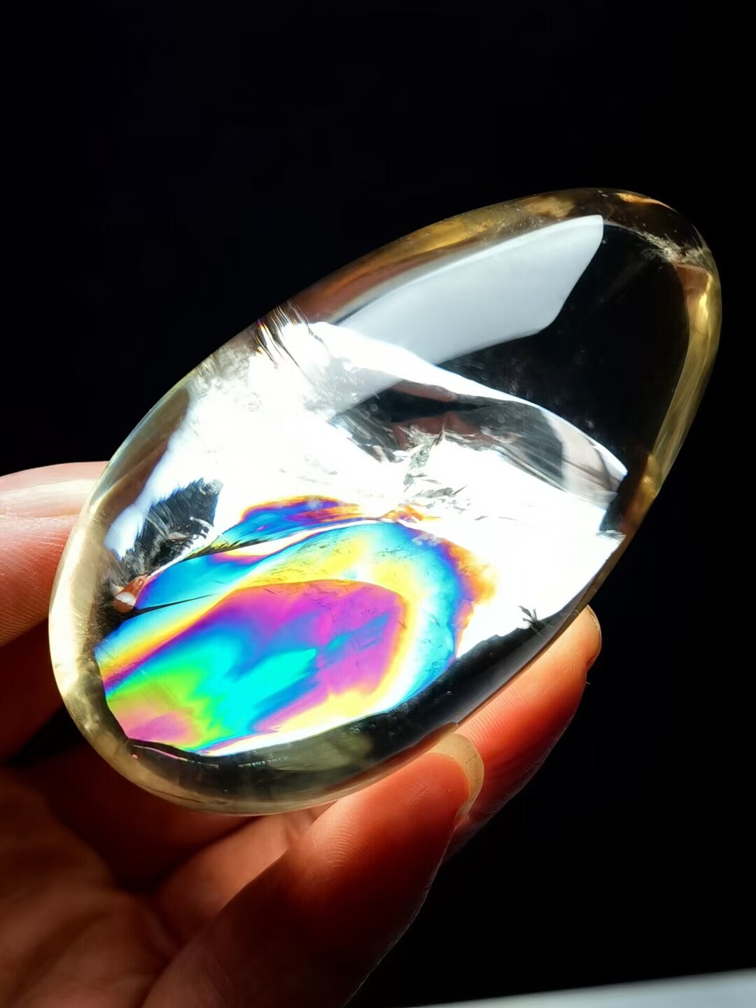 Natural Clear Rainbow Yellow Citrine Crystal Quartz Egg Ball Sphere Orb ...