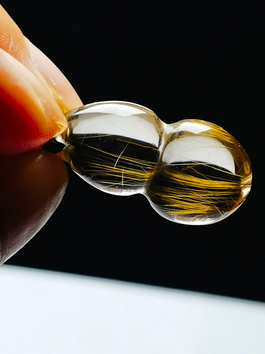 Natural Clear Gold Rutilated Crystal Quartz Gourd Calabash Pendant 1.02 ...