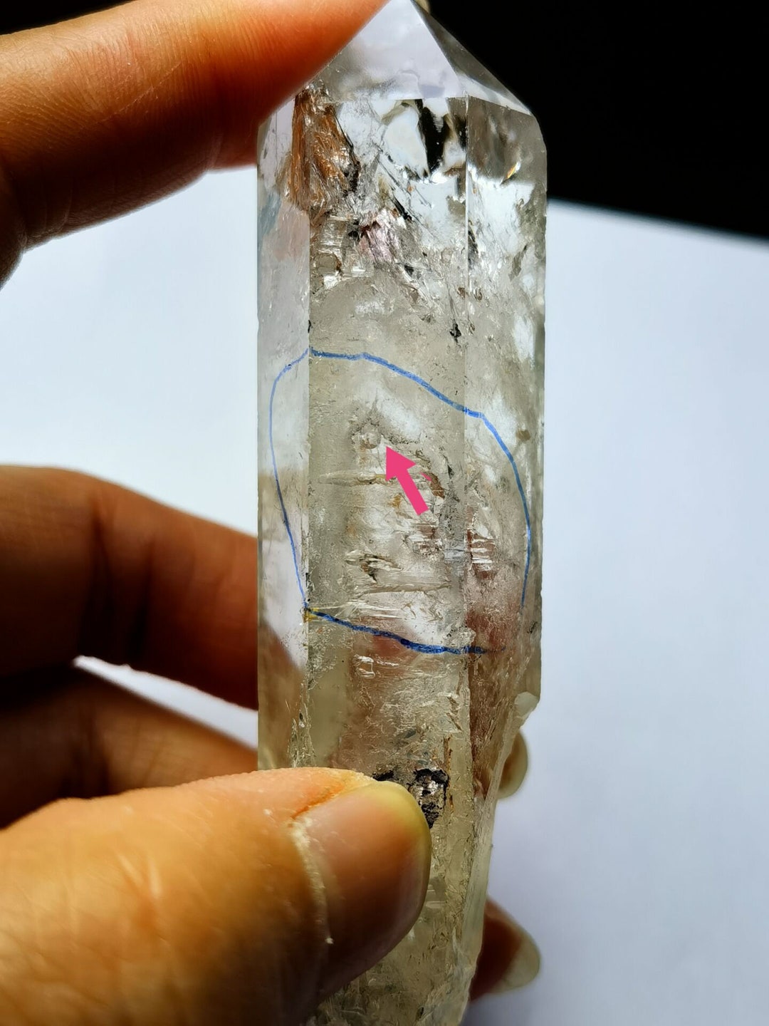 Free Mobile Enhydro 6 Sided Crystal Quartz Point Wi 1 Visible Moving ...