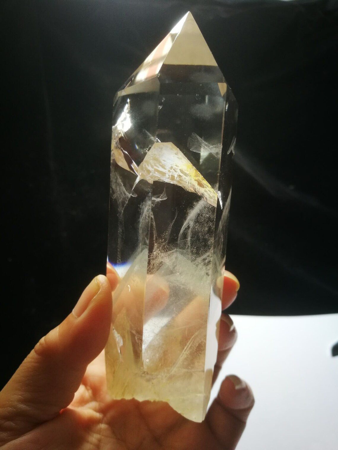 Natural Clear Green Phantom 6 Sided Crystal Quartz Point 5.31 Inch ...