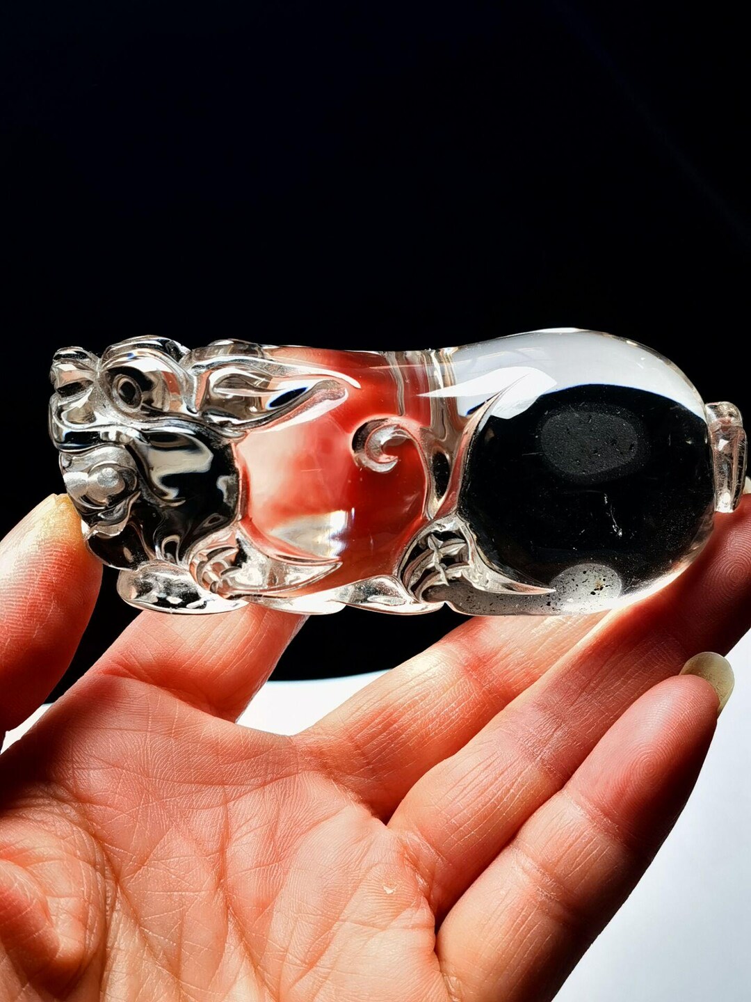 Pixiu de cuarzo cristalino transparente de 8,5 cm (3,34 pulgadas), arte ...