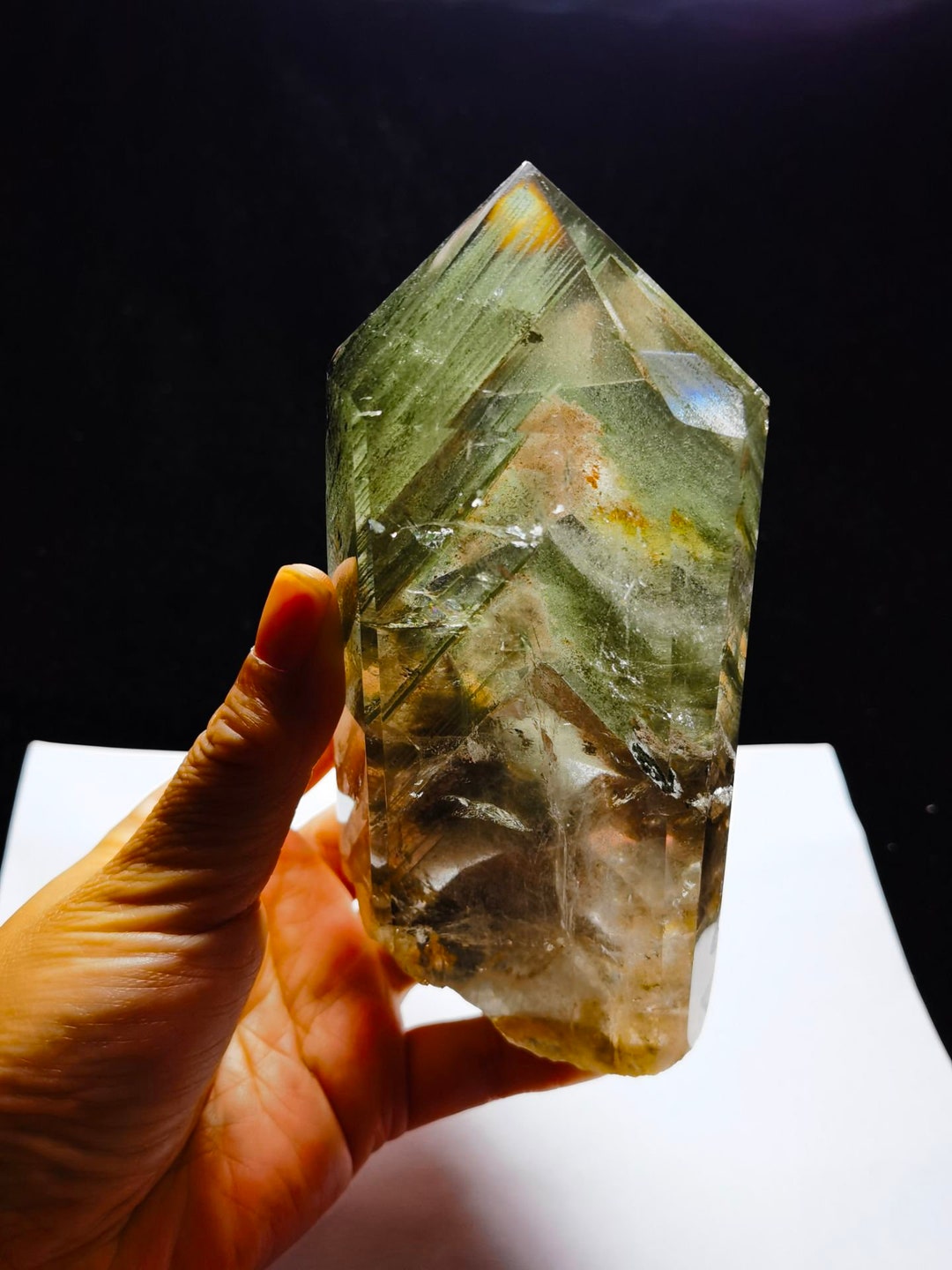 Natural Water Clear Phantom 6 Sided Crystal Quartz Point 5.43 Inch ...